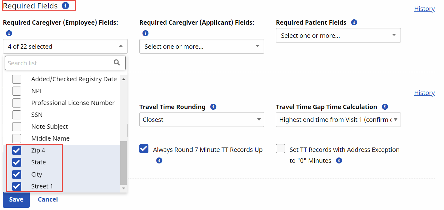 Required Fields