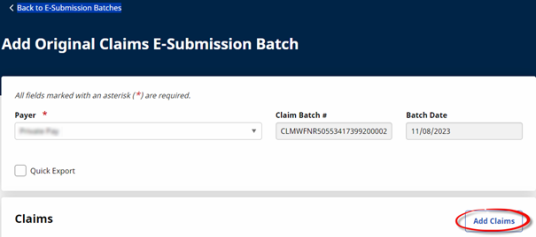 Create a New Claims Batch