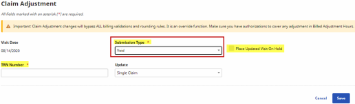 Rebilling Adjustment Types