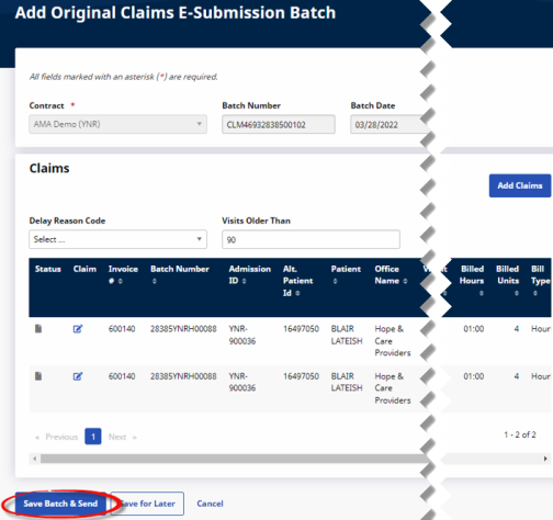 Create a New Claims Batch