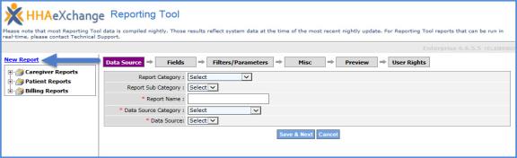 Reporting Tool User Interface