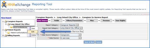 Reporting Tool User Interface